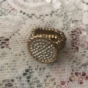 Jewelry | Goldtone Stretchy Ring With Large Crystal Base | Poshmark